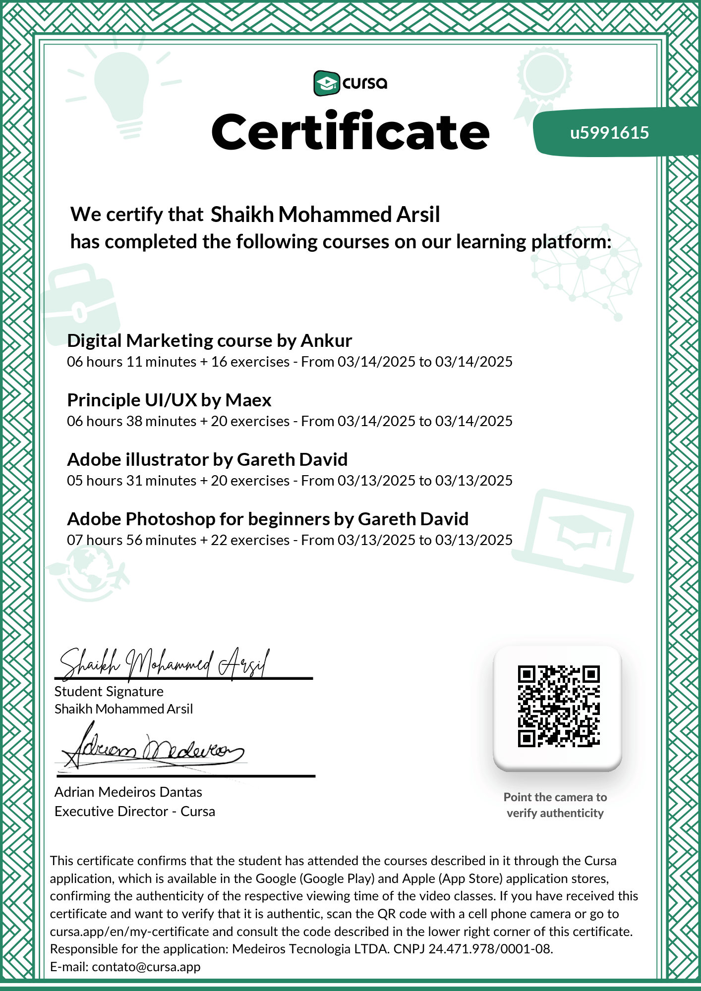 My certificate on Cursa! | Cursa: Free Online Courses + Free Certificate