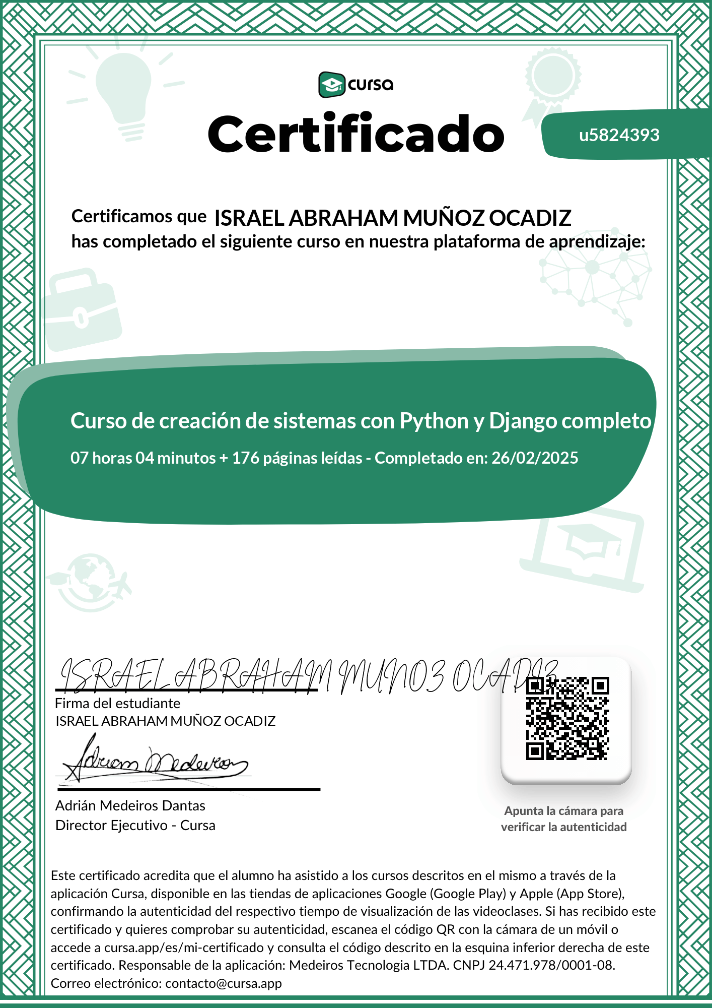 Mi certificado en Cursa! | Cursa: Cursos online Gratuitos + Certificado gratuito