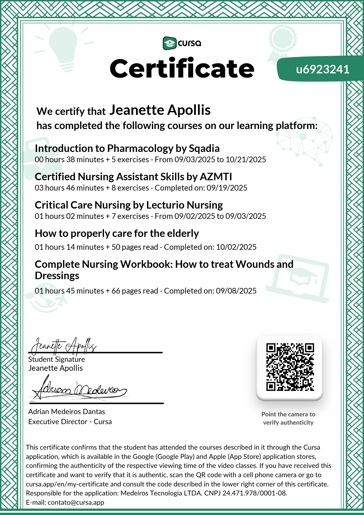 My certificate on Cursa! | Cursa: Free Online Courses + Free Certificate