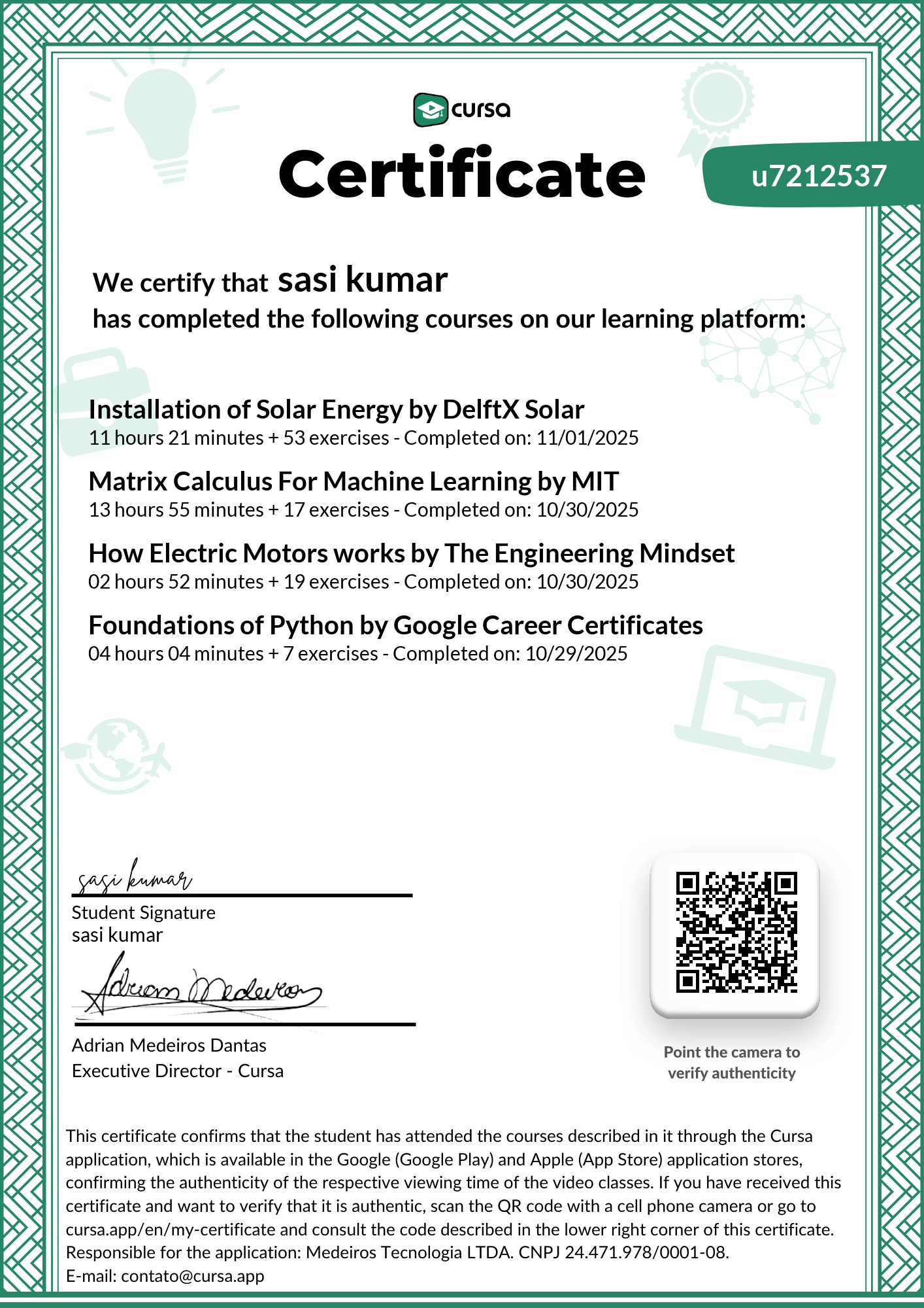 My certificate on Cursa! | Cursa: Free Online Courses + Free Certificate