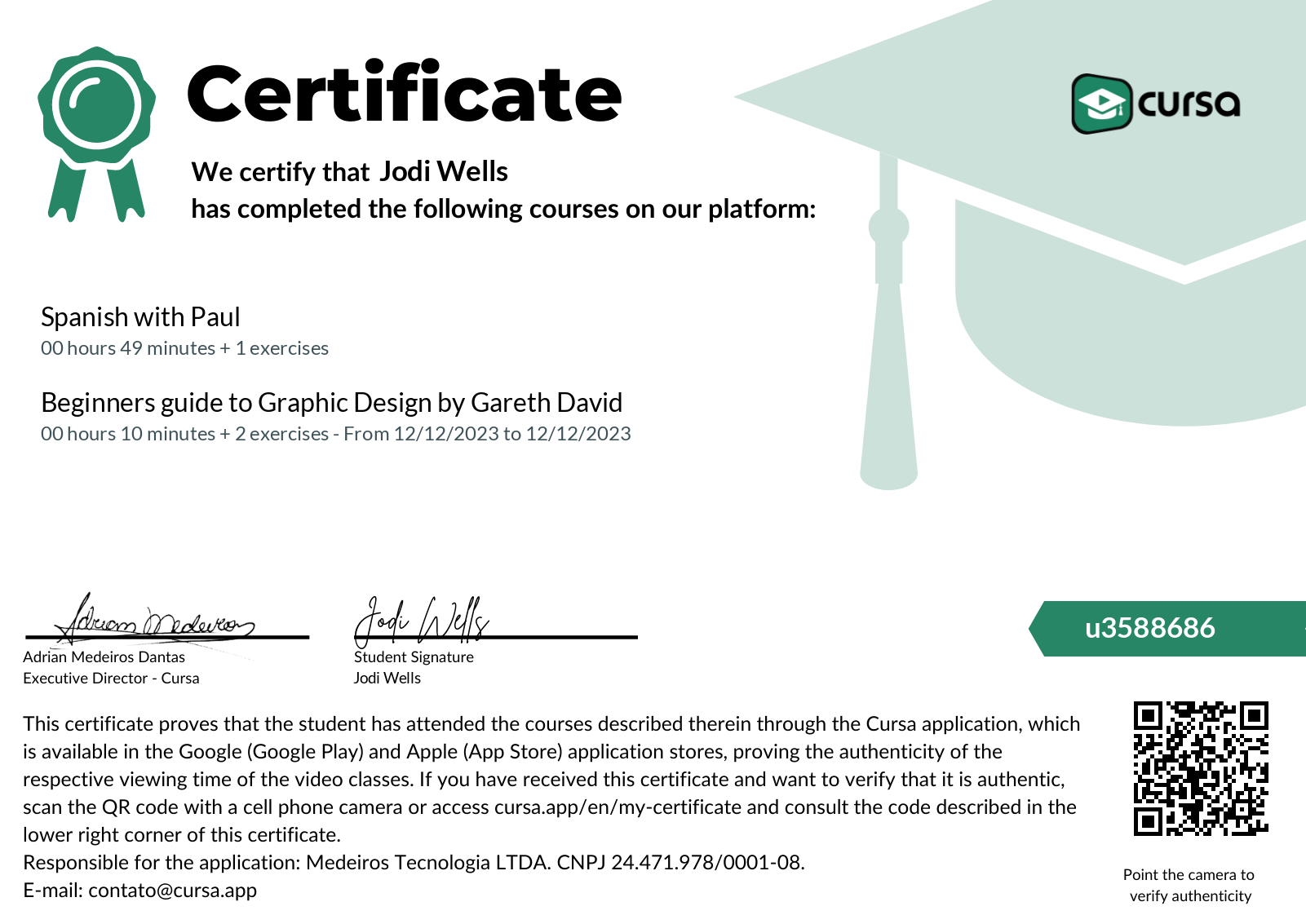 My certificate on Cursa! | Cursa: Free Online Courses + Free Certificate