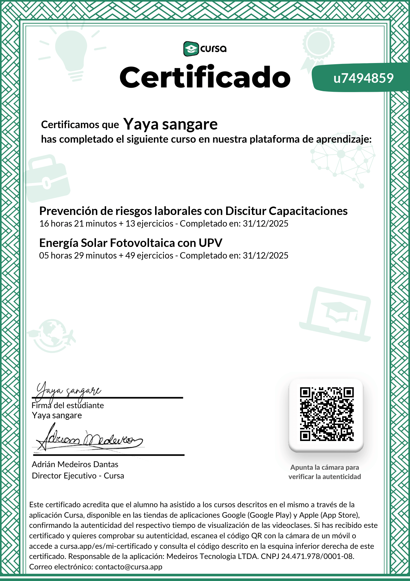 Mi certificado en Cursa! | Cursa: Cursos online Gratuitos + Certificado ...