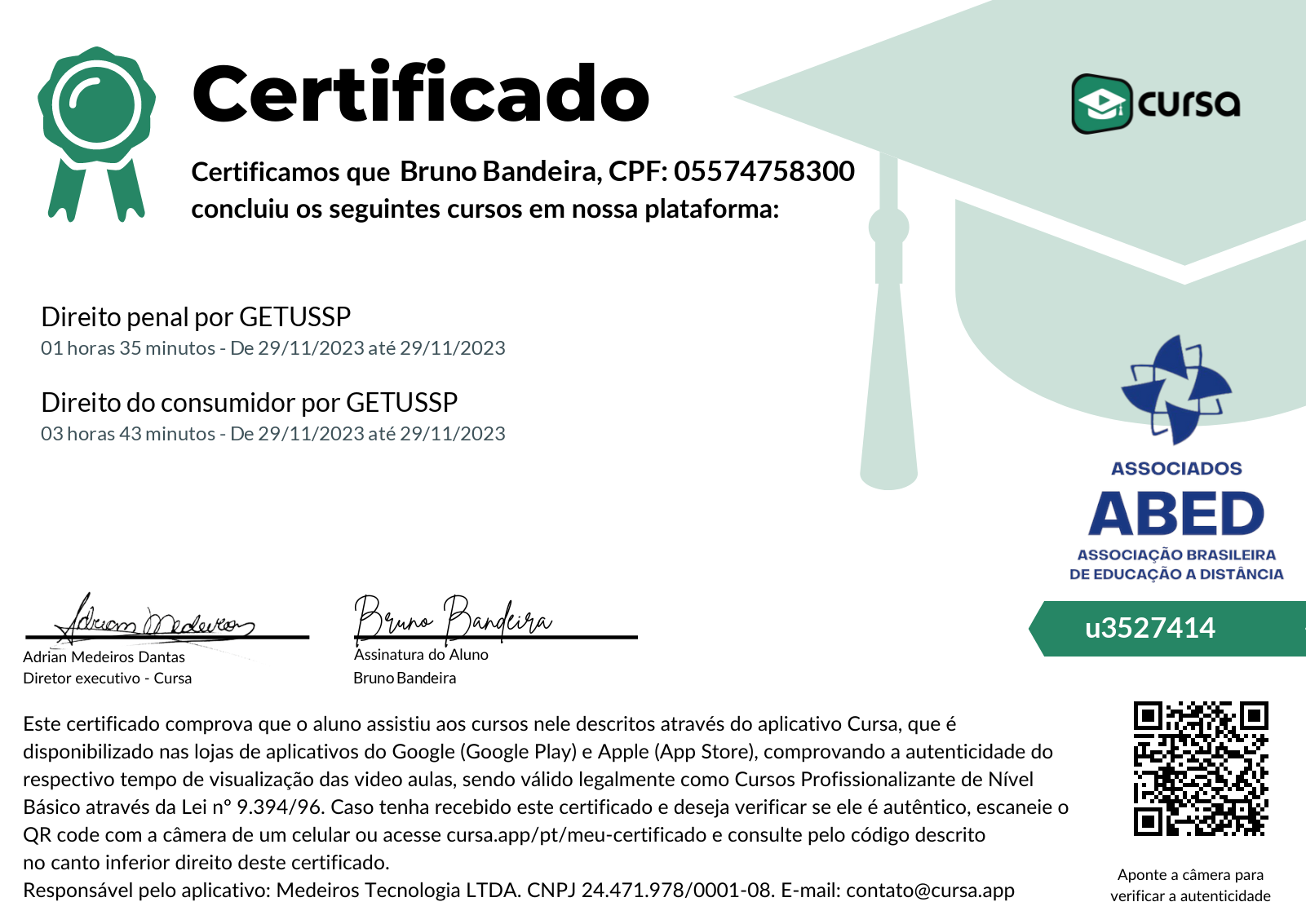 Meu certificado no Cursa! | Cursa: Cursos online Gratuitos + Certificado grátis