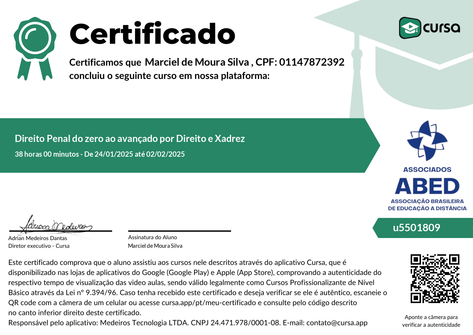 Meu certificado no Cursa! | Cursa: Cursos online Gratuitos + Certificado grátis