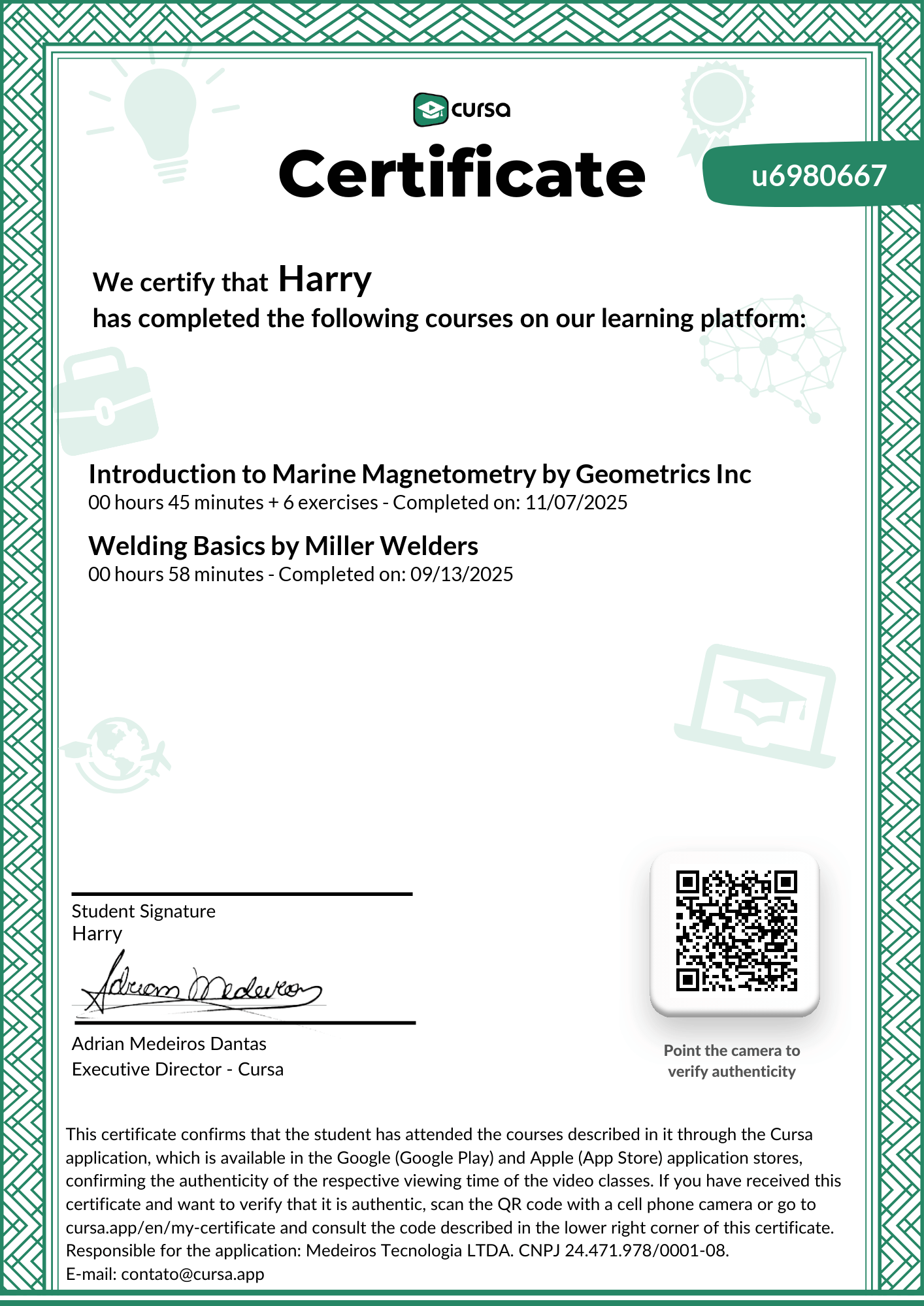 My certificate on Cursa! | Cursa: Free Online Courses + Free Certificate