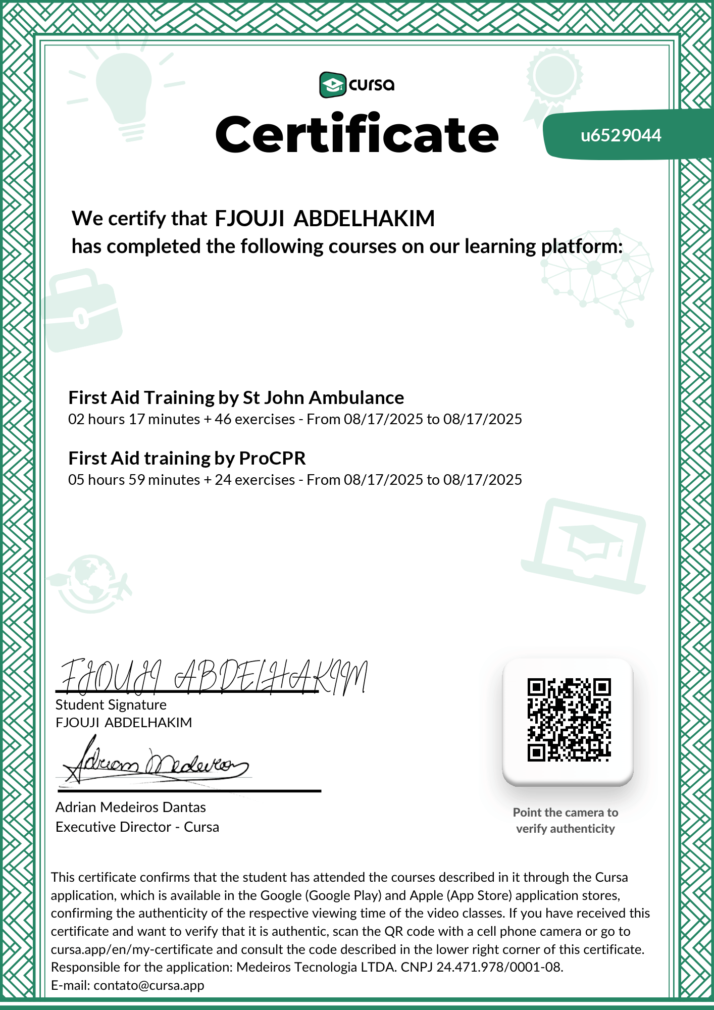 My certificate on Cursa! | Cursa: Free Online Courses + Free Certificate