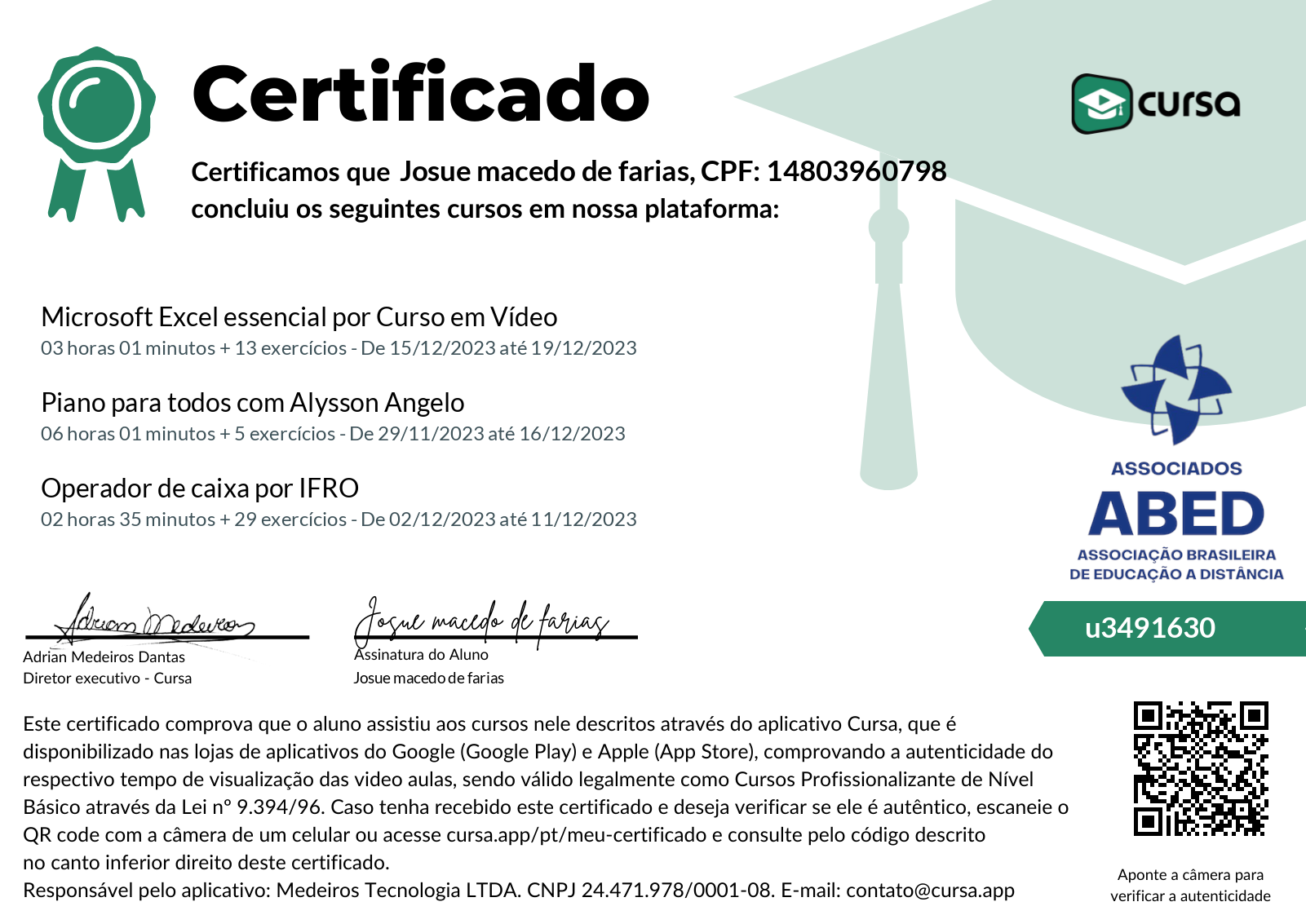 Meu certificado no Cursa! | Cursa: Cursos online Gratuitos + Certificado grátis