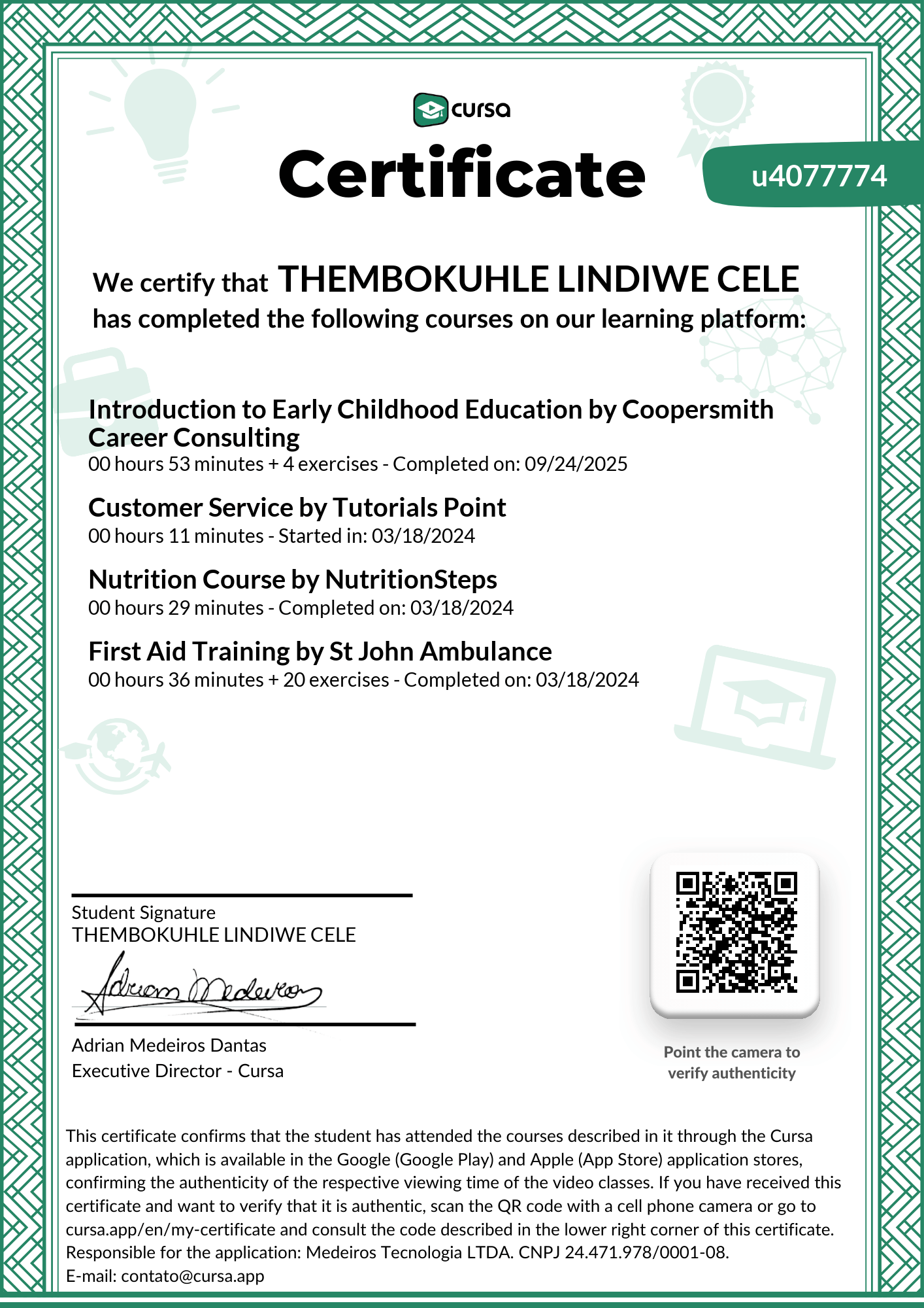 My certificate on Cursa! | Cursa: Free Online Courses + Free Certificate