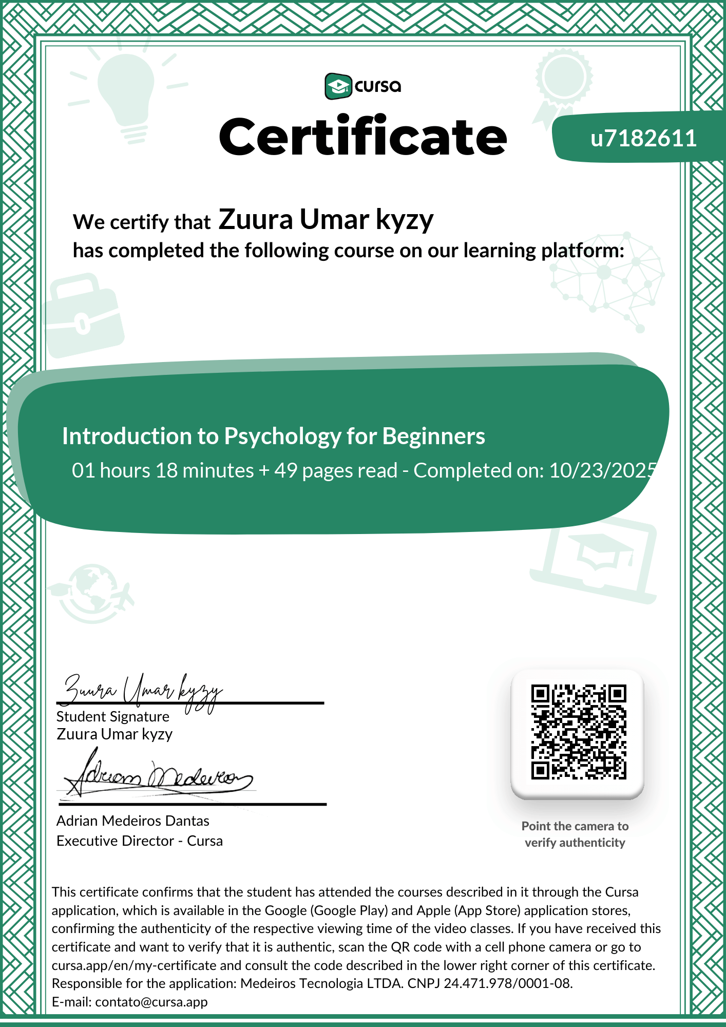 My certificate on Cursa! | Cursa: Free Online Courses + Free Certificate