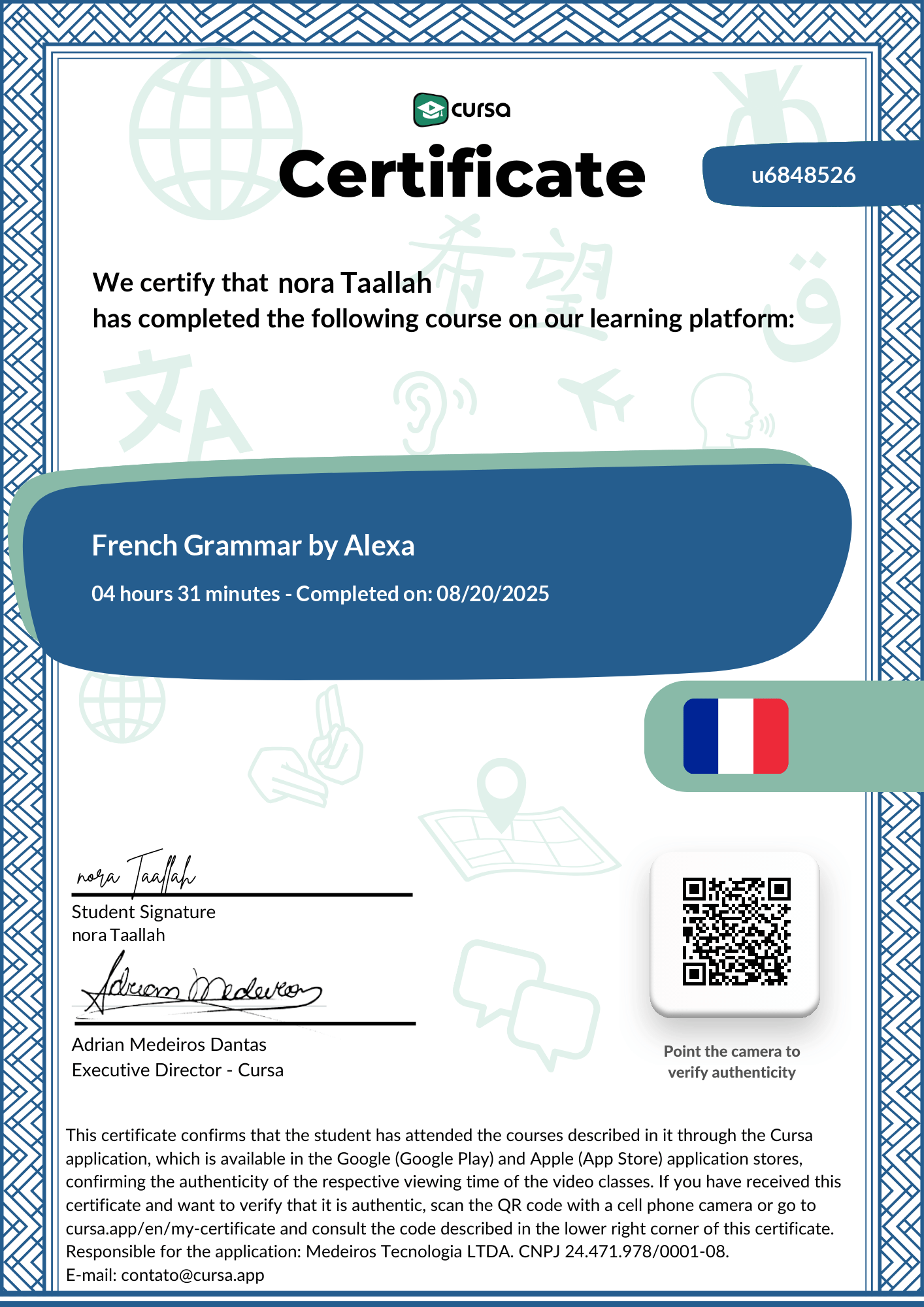 My certificate on Cursa! | Cursa: Free Online Courses + Free Certificate