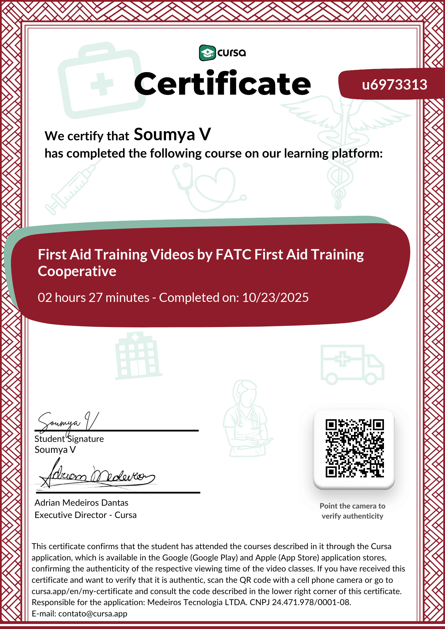 My certificate on Cursa! | Cursa: Free Online Courses + Free Certificate
