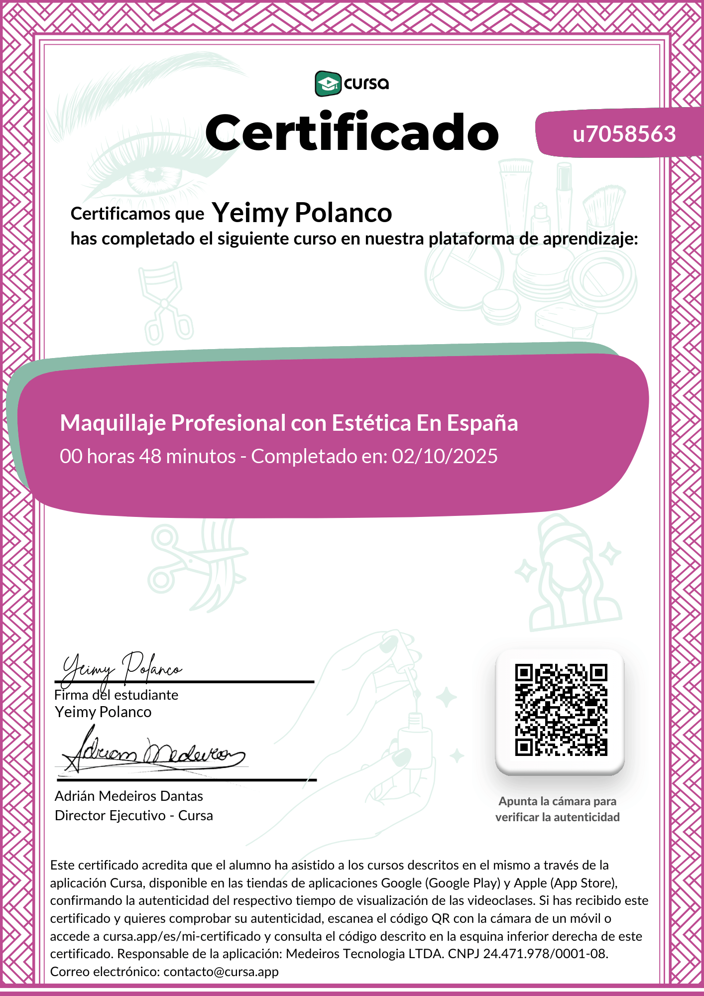Mi certificado en Cursa! | Cursa: Cursos online Gratuitos + Certificado ...