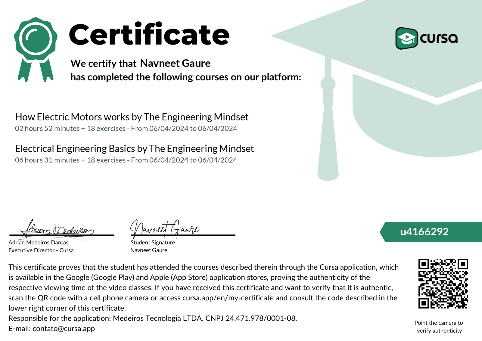 My certificate on Cursa! | Cursa: Free Online Courses + Free Certificate
