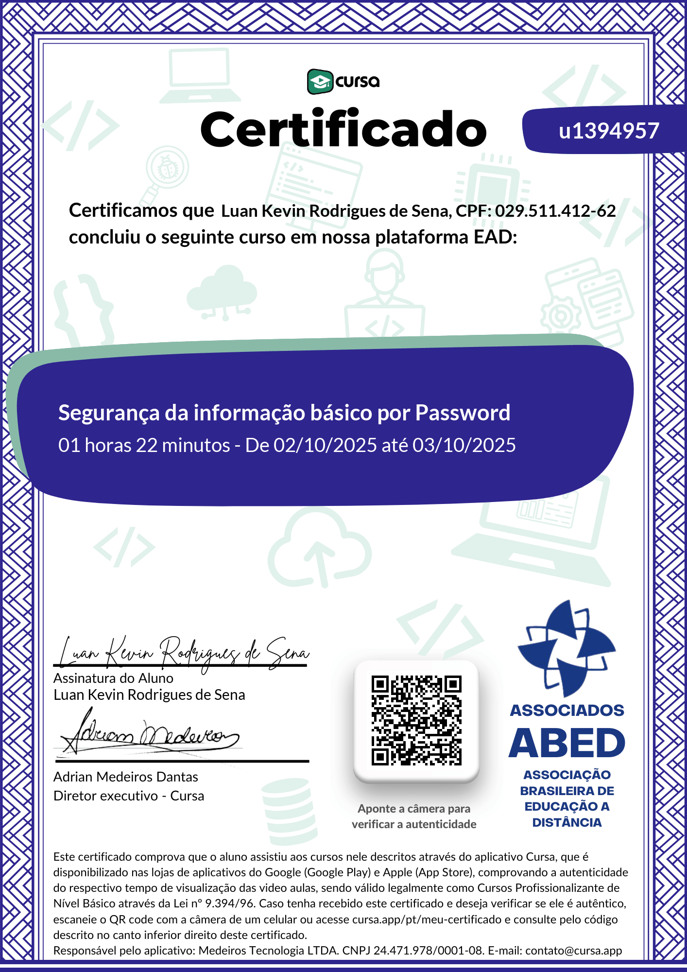 Meu certificado no Cursa! | Cursa: Cursos online Gratuitos ...