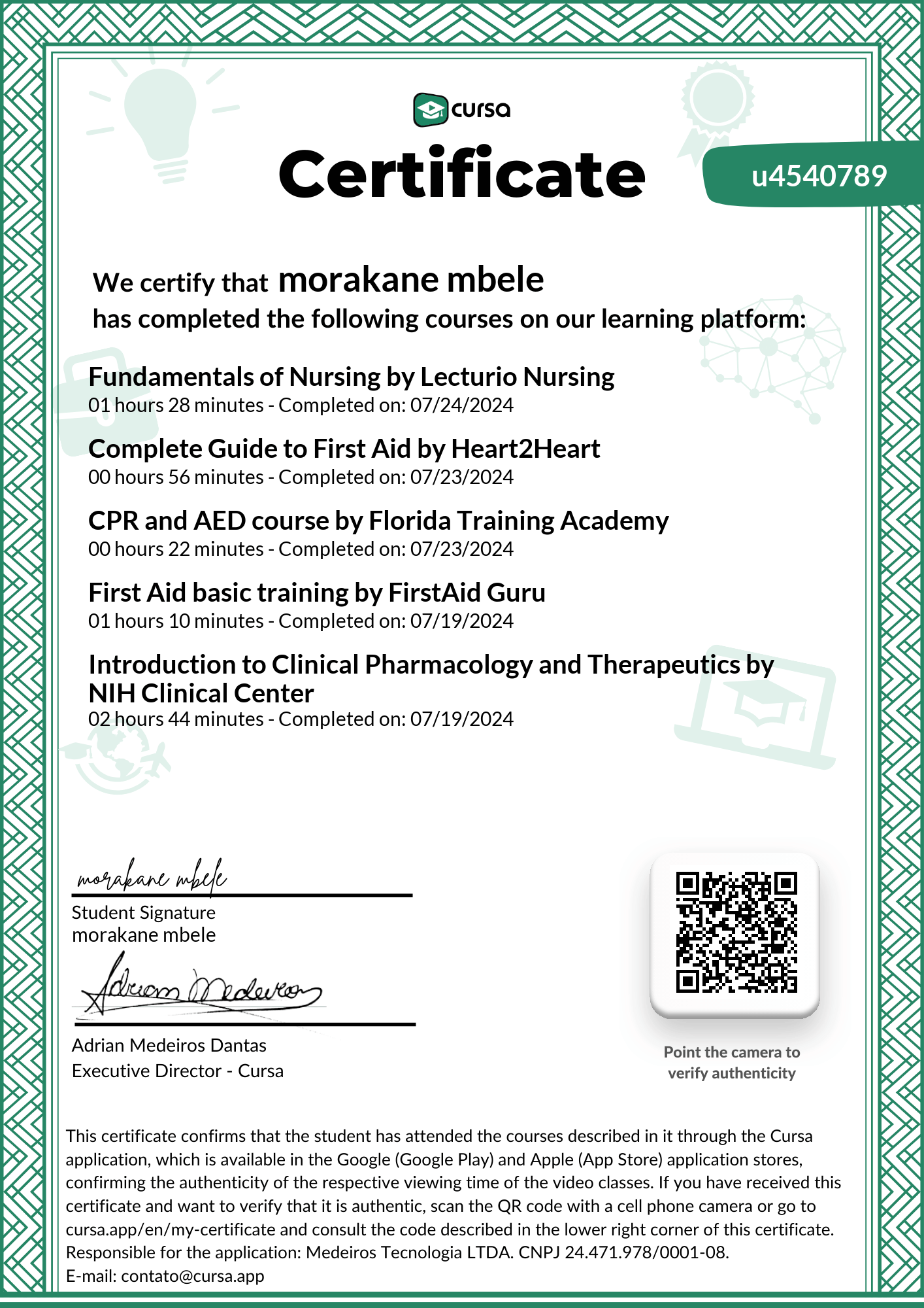 My certificate on Cursa! | Cursa: Free Online Courses + Free Certificate