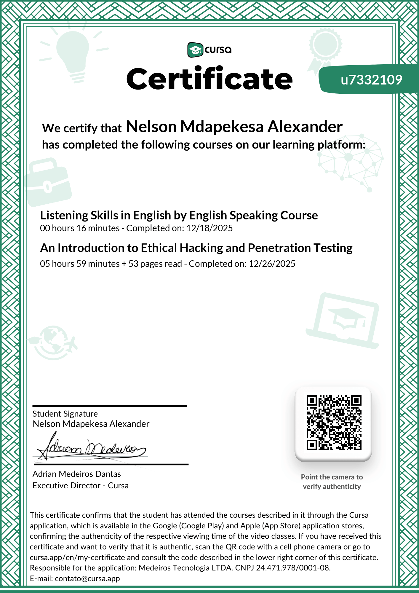 My certificate on Cursa! | Cursa: Free Online Courses + Free Certificate