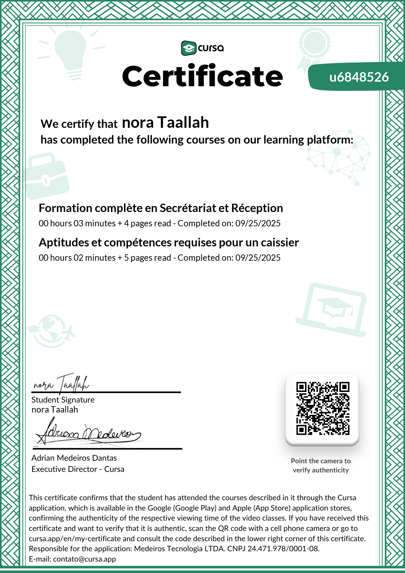My certificate on Cursa! | Cursa: Free Online Courses + Free Certificate