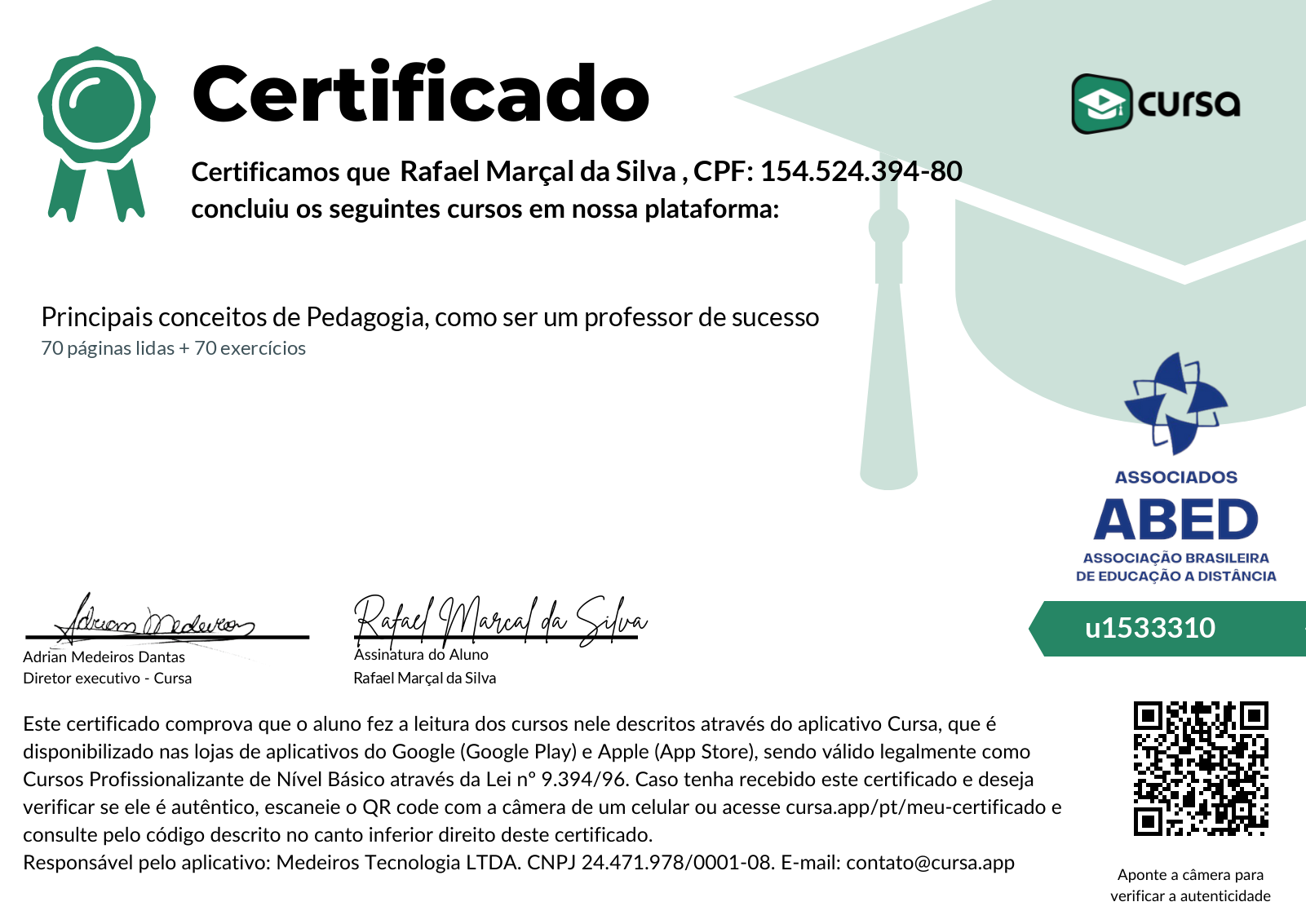 Meu certificado no Cursa! | Cursa: Cursos online Gratuitos ...