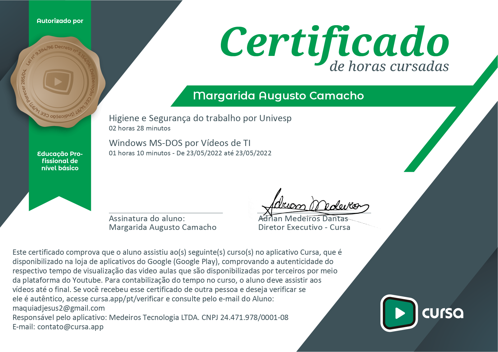 Meu certificado no Cursa! | Cursa: Cursos online Gratuitos + Certificado grátis