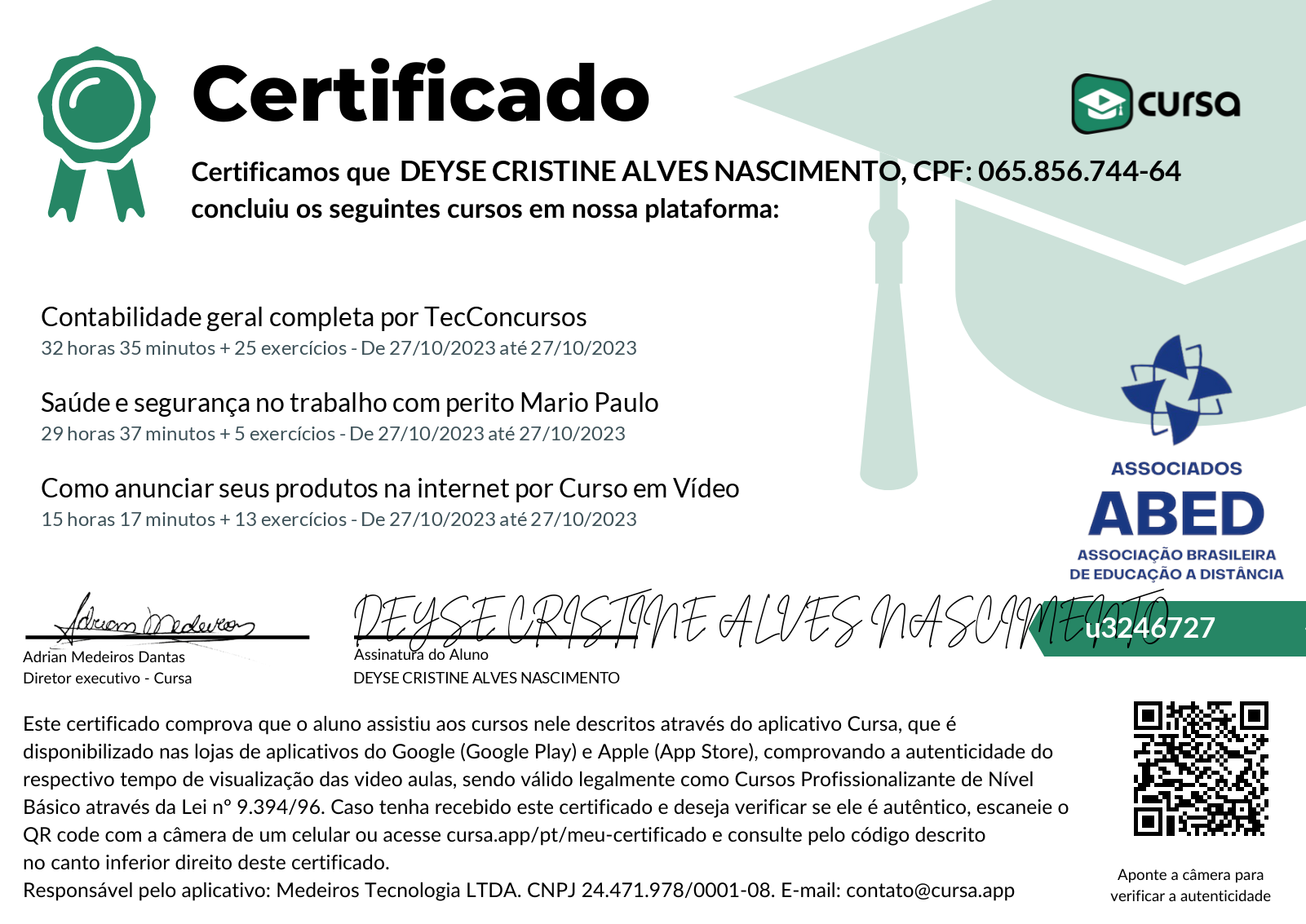 Meu certificado no Cursa! | Cursa: Cursos online Gratuitos ...